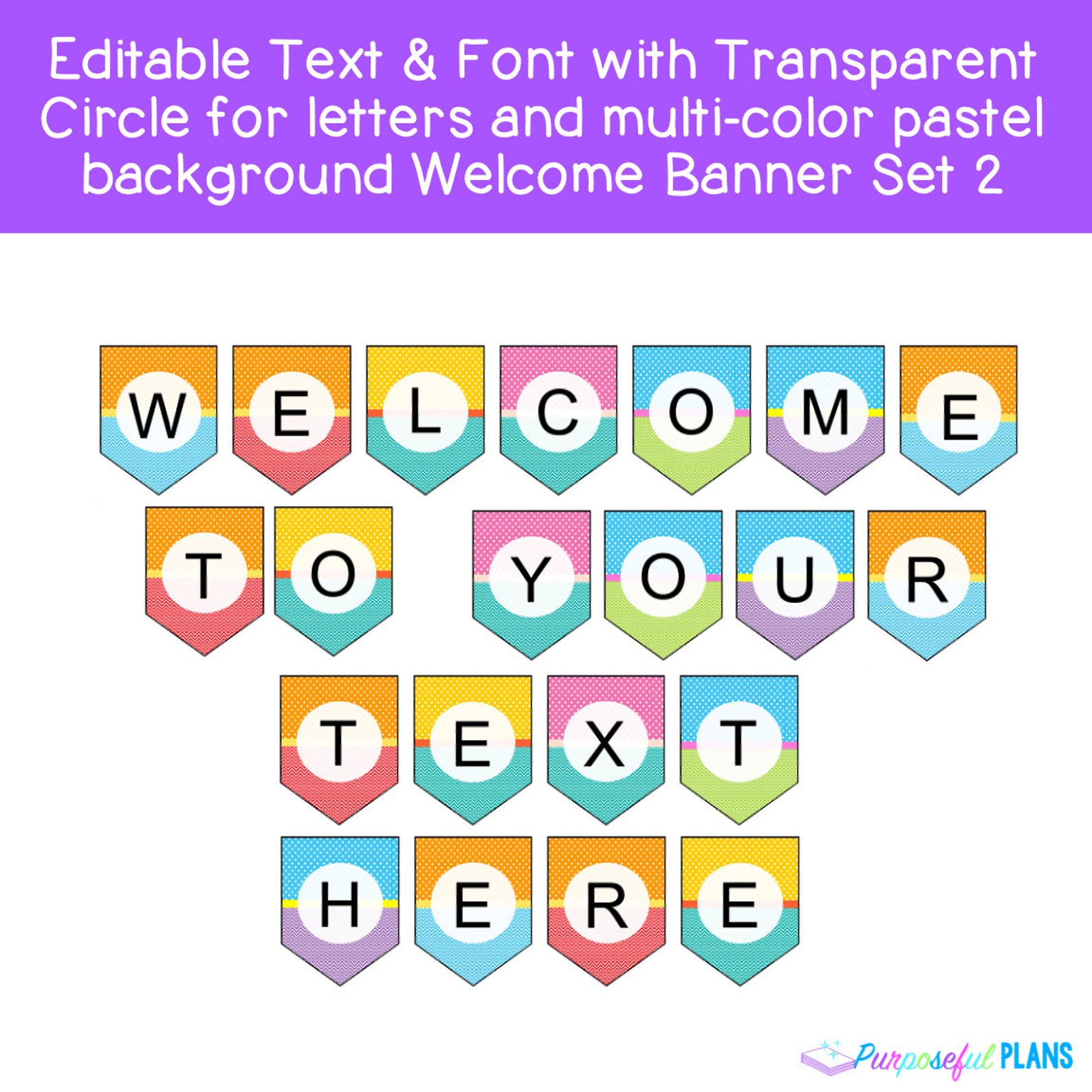 Editable Polka Dot Chevron Welcome Banner - Printable Bunting Letters ...