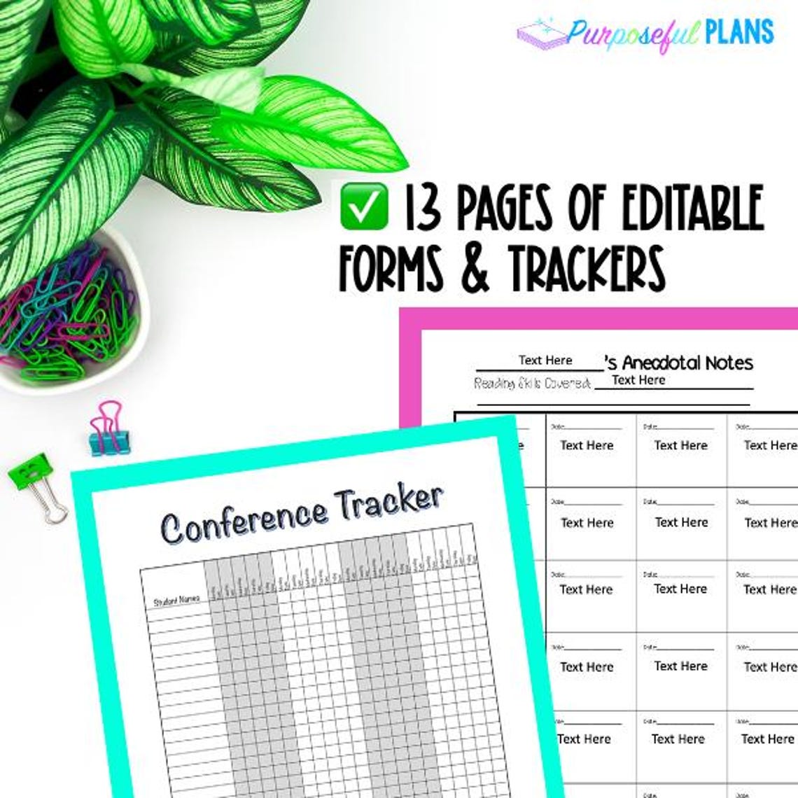 Editable Reading Conference Forms - Recording Sheet - Printable Notes ...