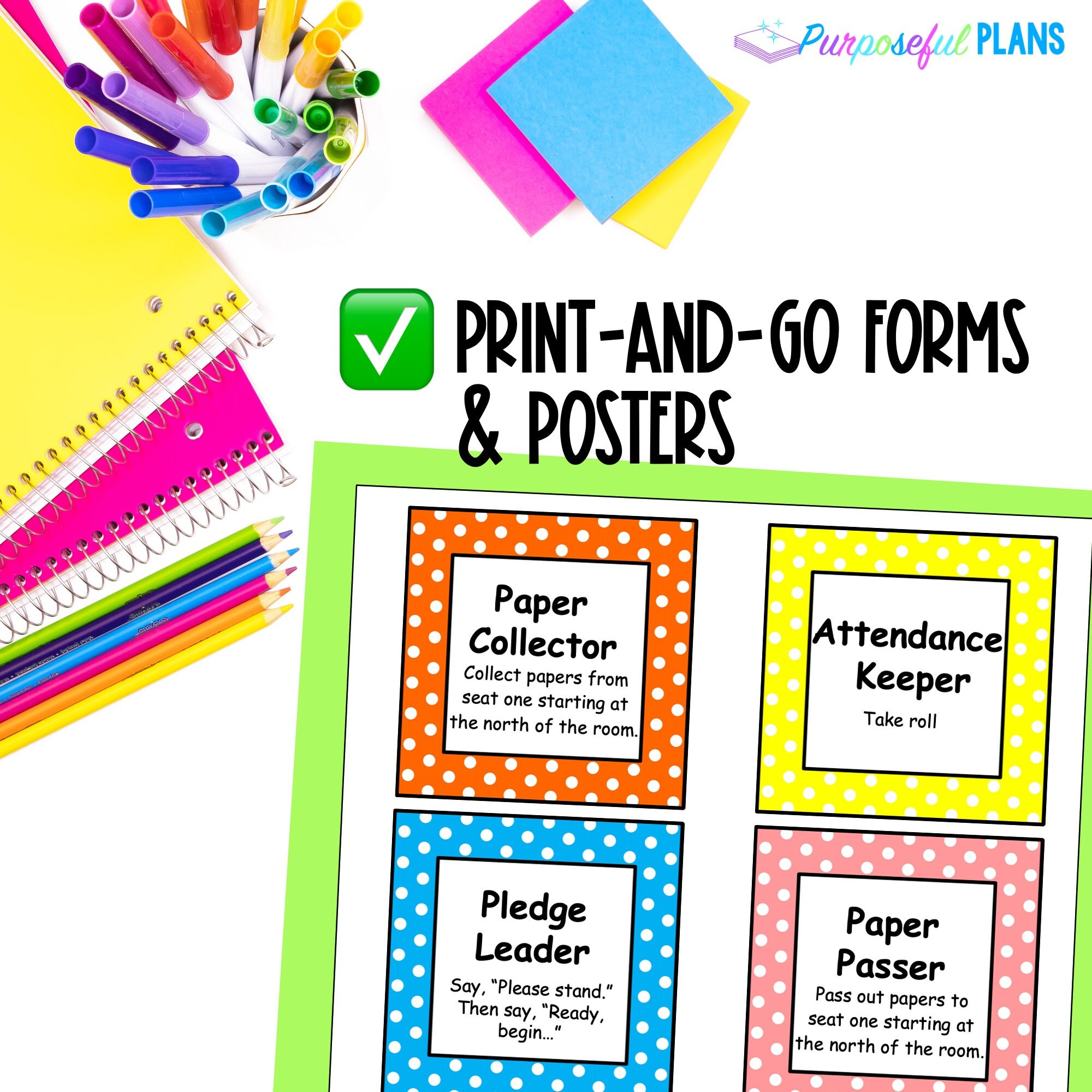 Editable Classroom Job Chart: Polka Dot Decor (digital Download) - Etsy