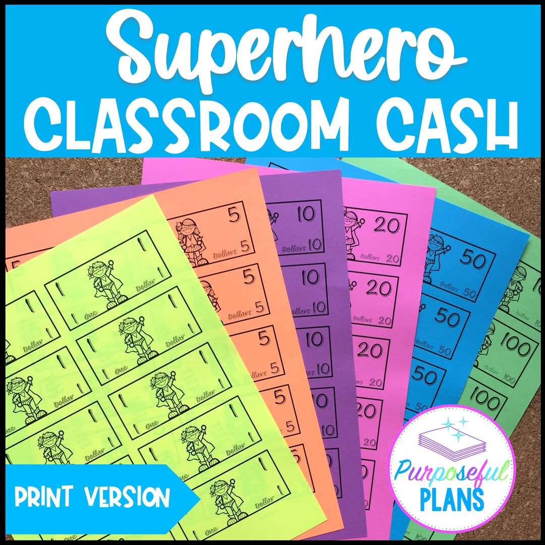 Superhero Class Money Currency Cash - Classroom Economy Reward ...