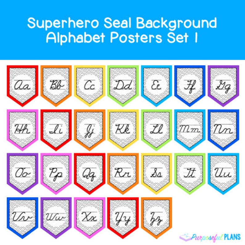 Editable Superhero Cursive Alphabet Poster Cards - Classroom Decor Wall ...