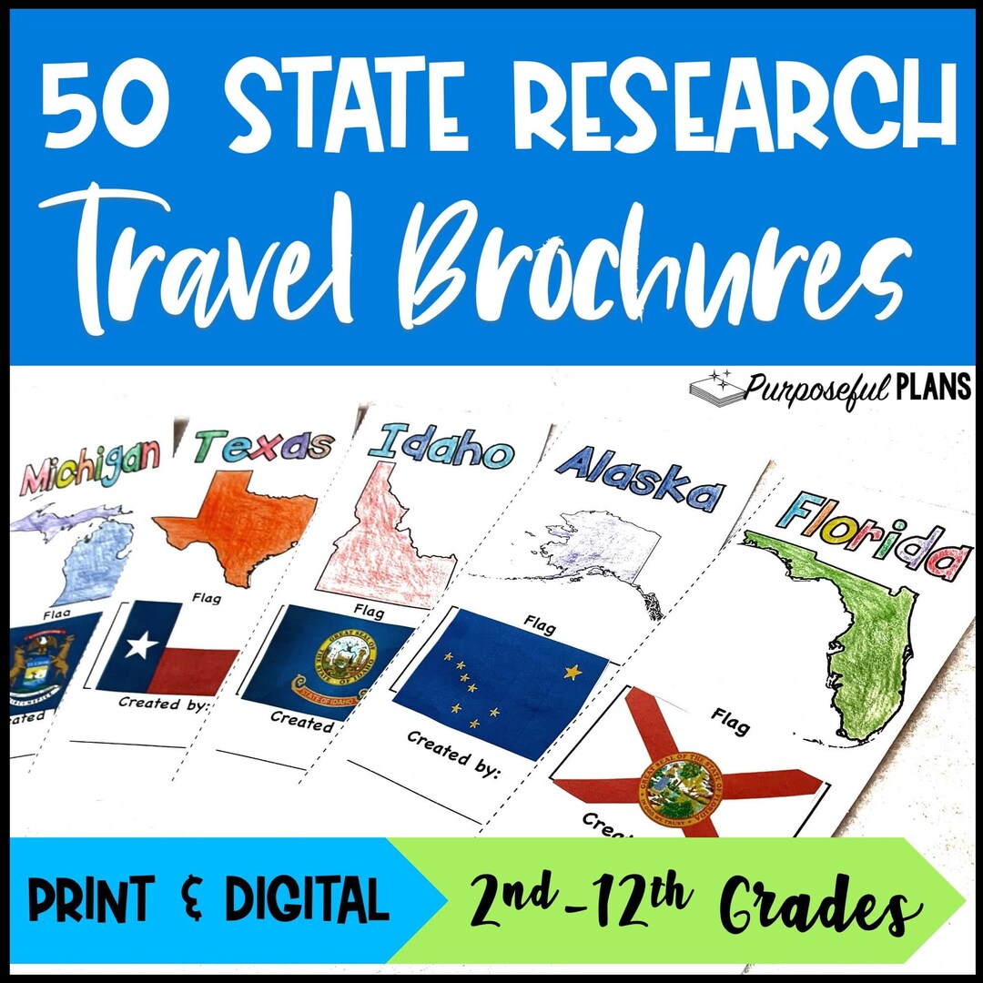 EDITABLE State Travel Brochures Research Project -checklists & Rubrics ...