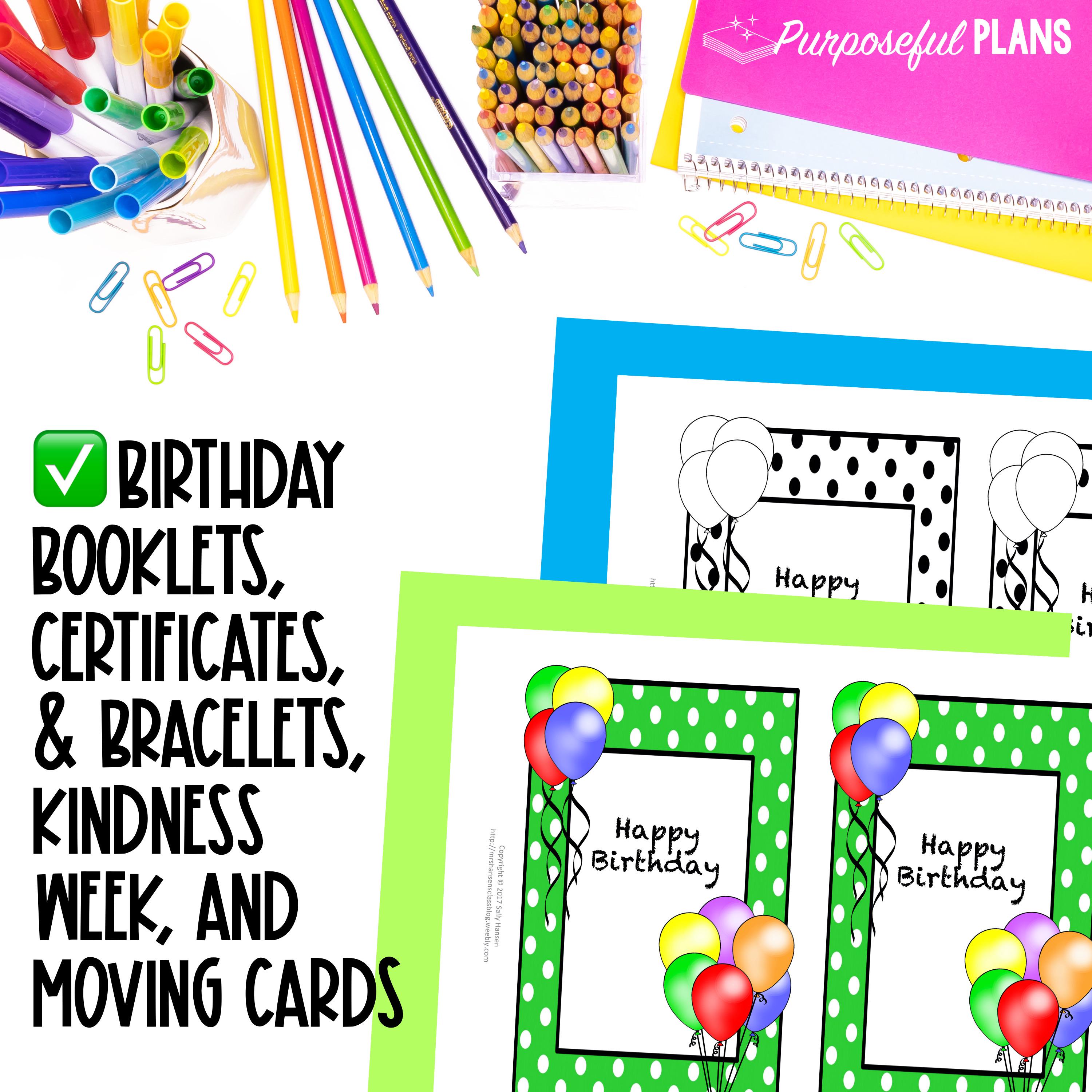 Printable Happy Birthday Certificates, Cards, & Brag Bracelets - Class ...