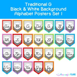 Editable Polka Dot & Chevron Cursive Alphabet Poster Cards - Classroom ...