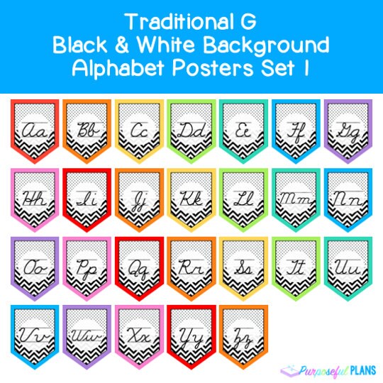 Editable Polka Dot & Chevron Cursive Alphabet Poster Cards - Classroom ...