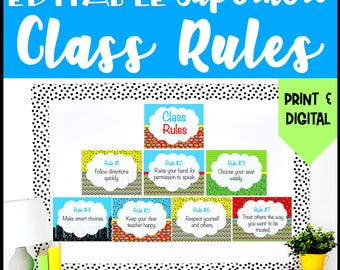 EDITABLE Students' Classroom Rules - Class Expectations Posters ...