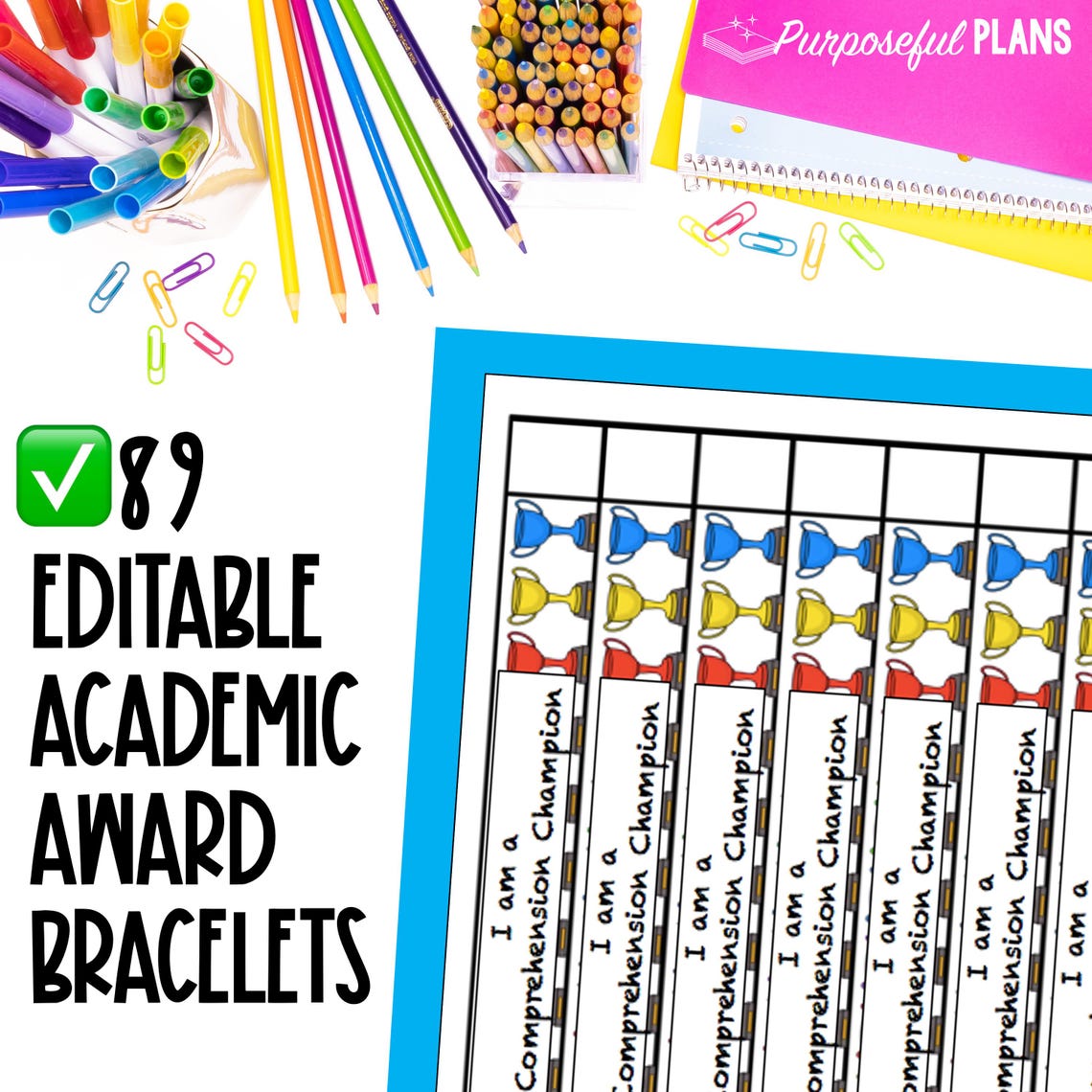 EDITABLE Educational Positive Affirmation Subject Brag Bracelets ...