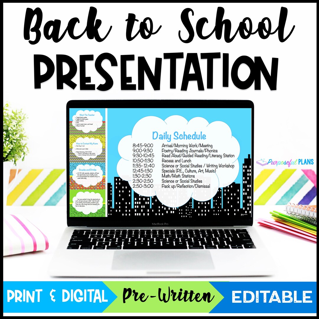 EDITABLE Superhero Back to School Night Slideshow - Open House - Meet ...