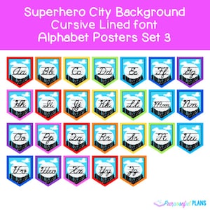 Editable Superhero City Cursive Alphabet Poster Cards - Classroom Decor ...