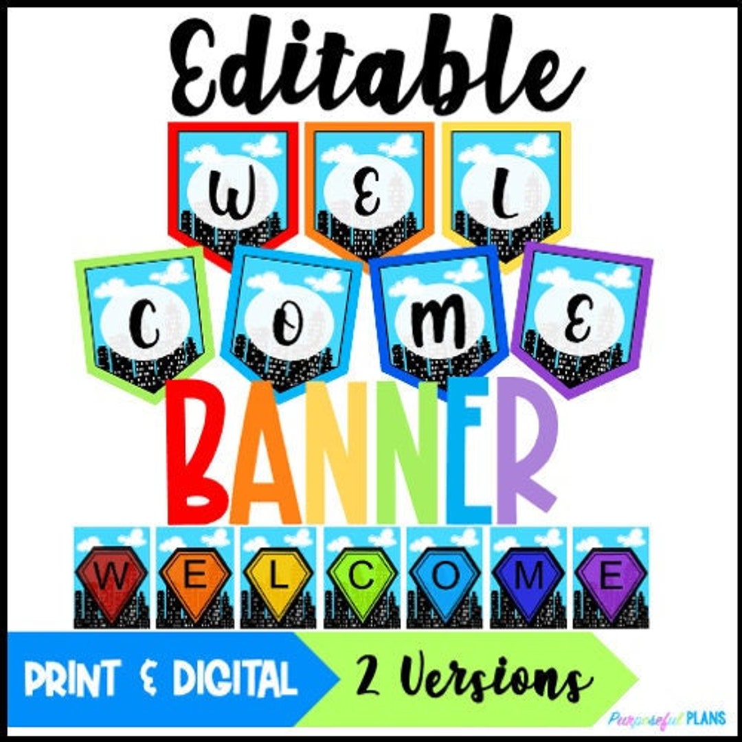 Editable Superhero Welcome Banner: Classroom Decor (printable PDF & PPT ...