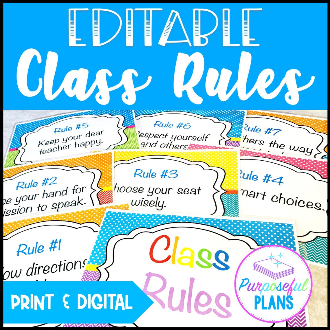 EDITABLE Students' Classroom Rules - Class Expectations Posters ...