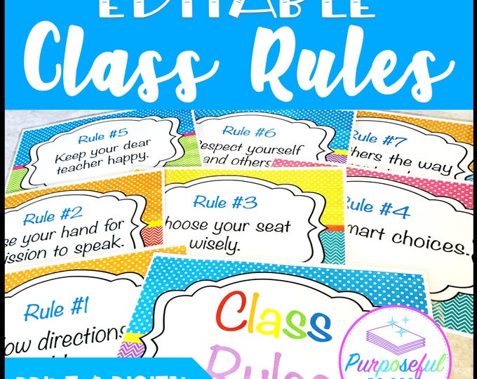 EDITABLE Students' Classroom Rules - Class Expectations Posters ...