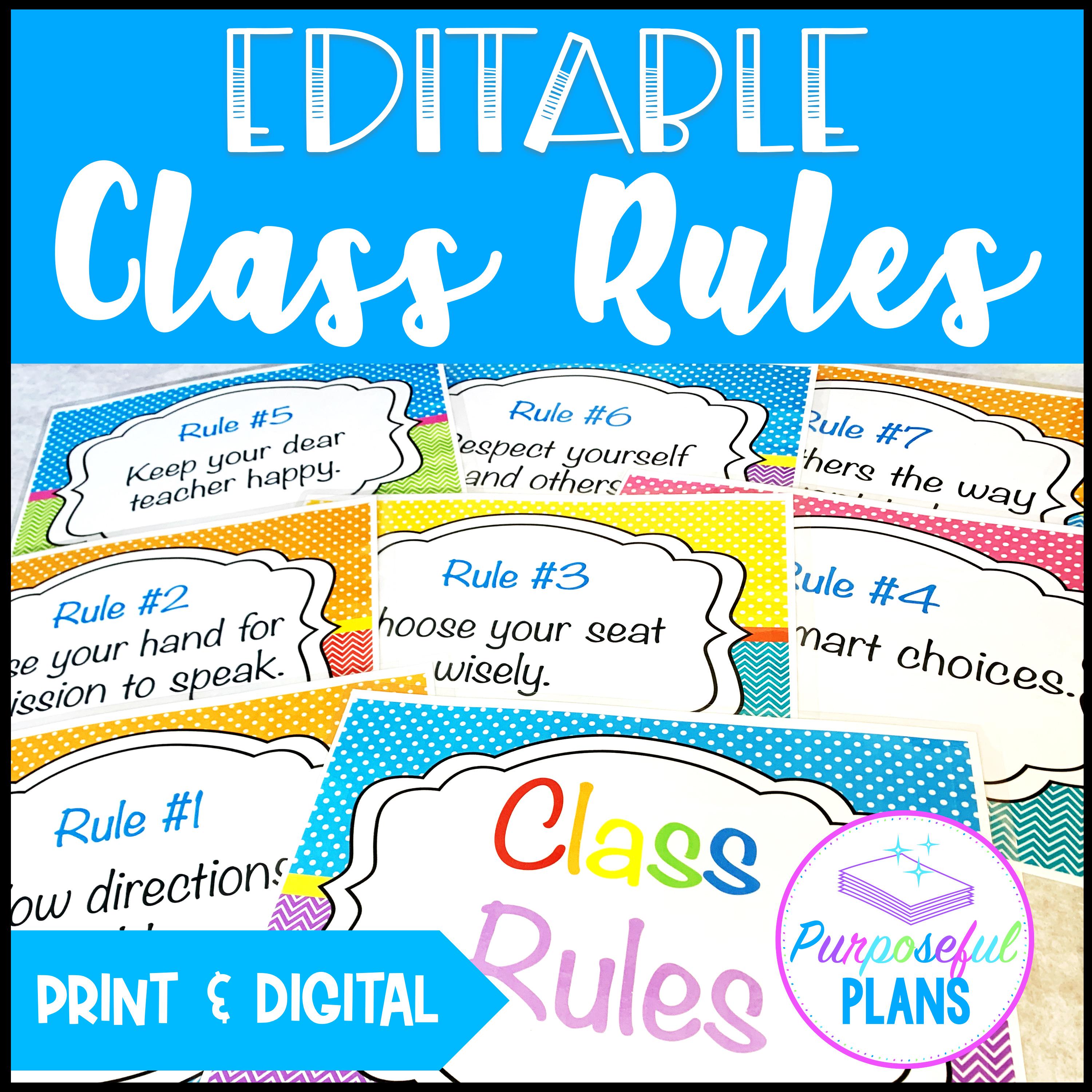 EDITABLE Students' Classroom Rules - Class Expectations Posters ...