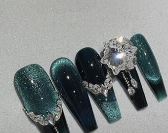 Handpainted Fake/false Nails, Prom/event/birthday Nails, Goth/gothic ...