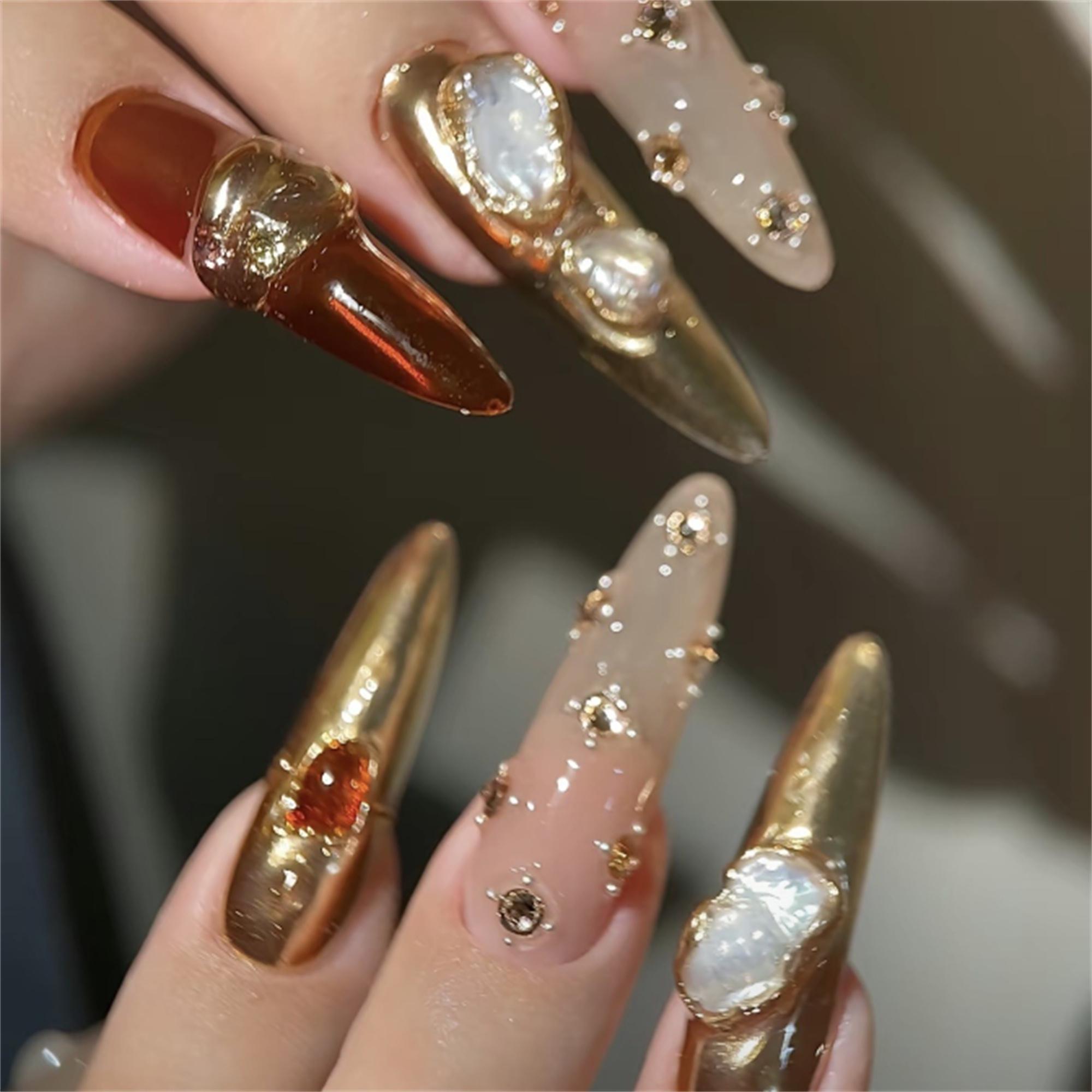 Handpainted Fake/false Nails, Prom/event/birthday Nails, Goth/gothic ...