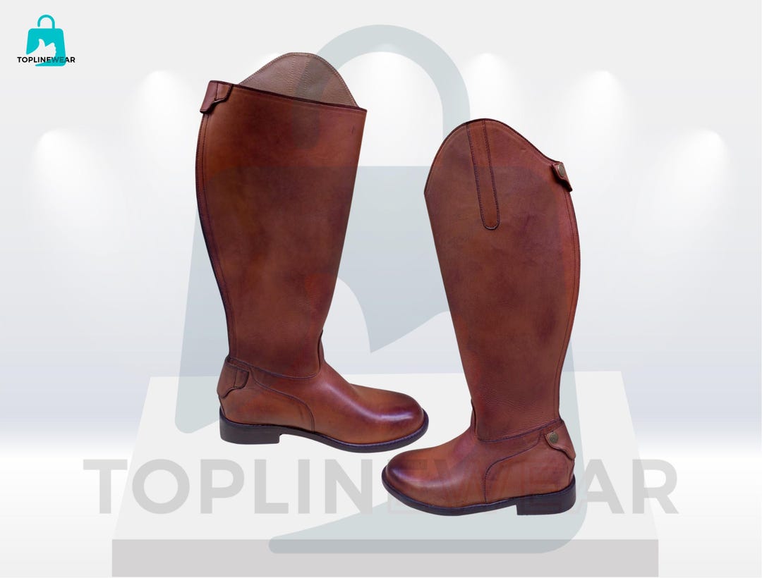 Men Horse Riding Boots, Men's Real Leather Equestrian Shoes, High Ankle ...