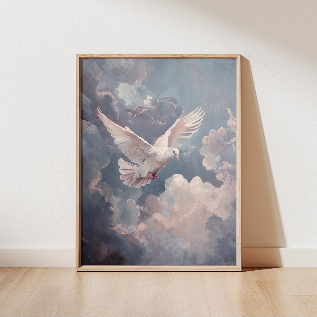 White Dove Oil Painting | Christian Dove | Fine Art Print - Etsy