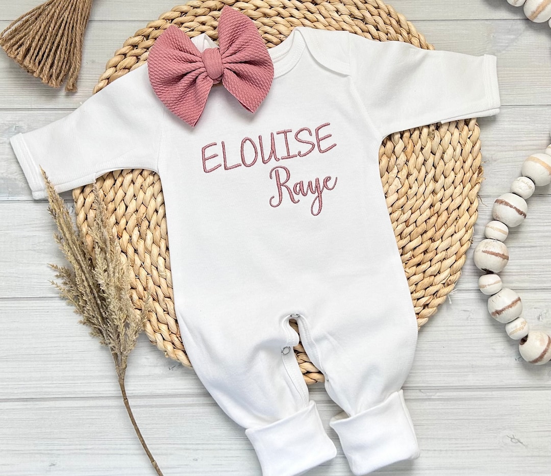 Baby Girl Newborn Romper Monogrammed Cotton Coming Home Outfit - Etsy