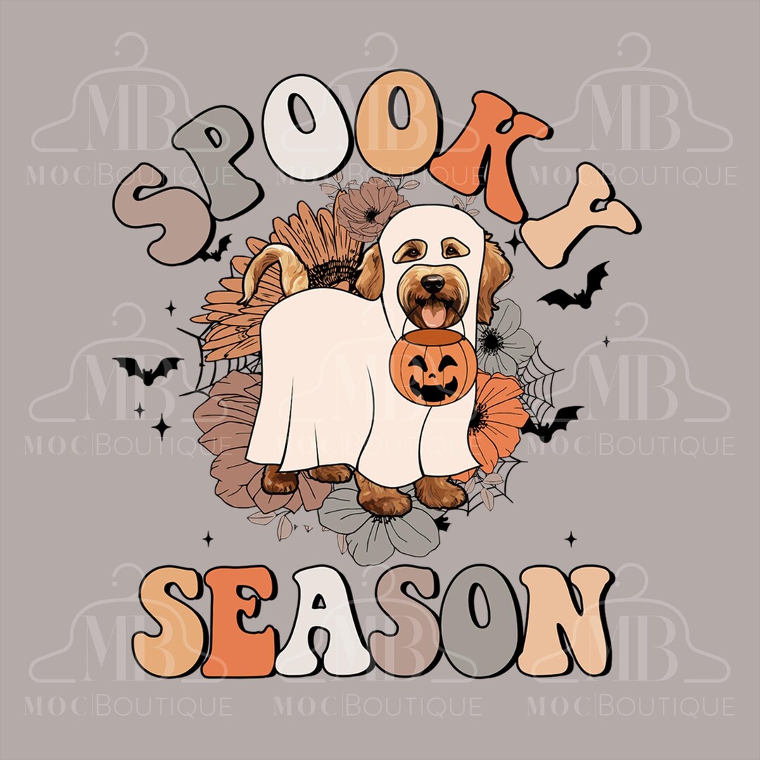 Goldendoodle Spooky Season Clipart Png, Ghost Goldendoodle Halloween ...