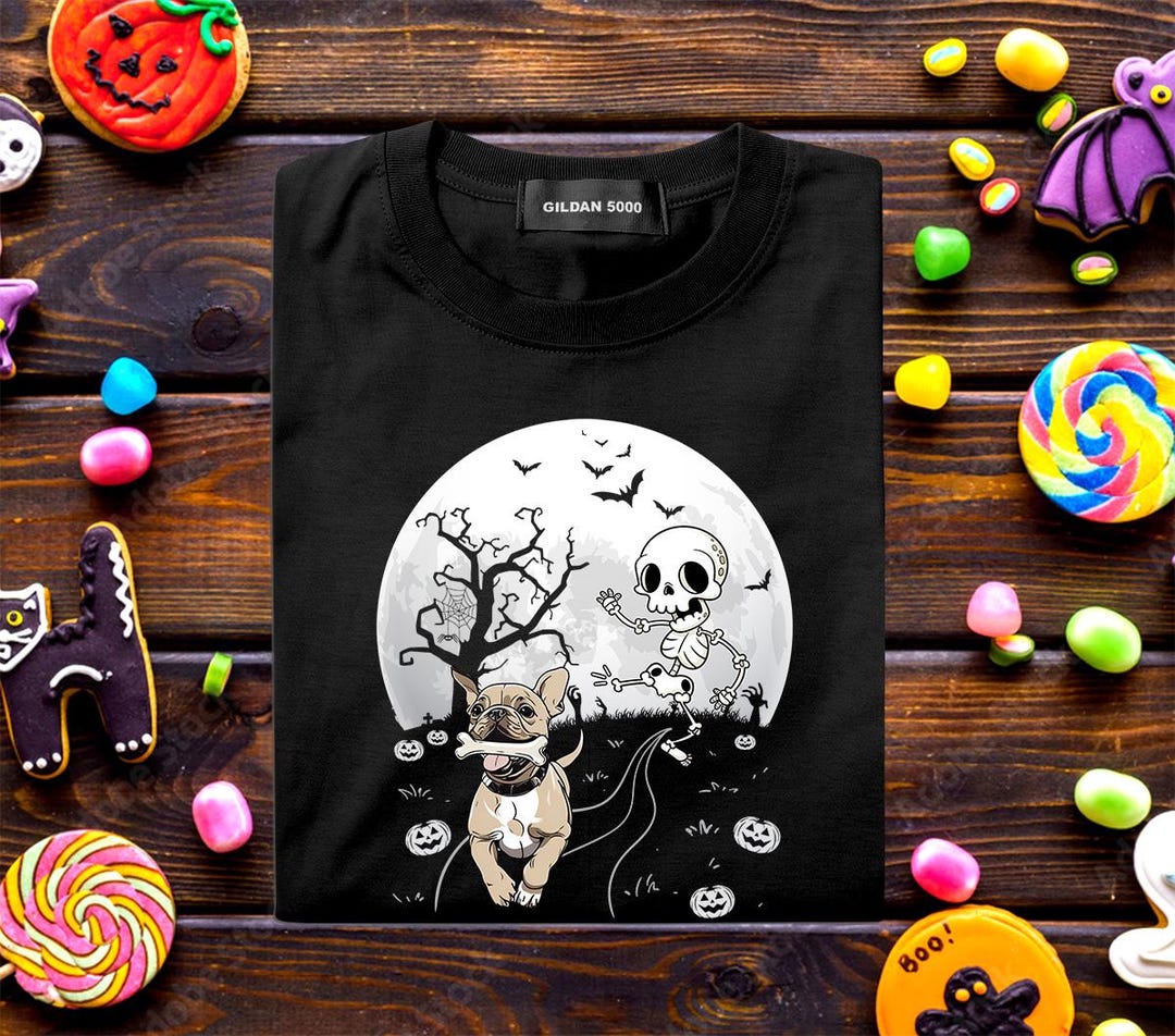 French Boo Dog Skeleton Halloween Shirt, French Bulldog Pumpkin Shirt ...