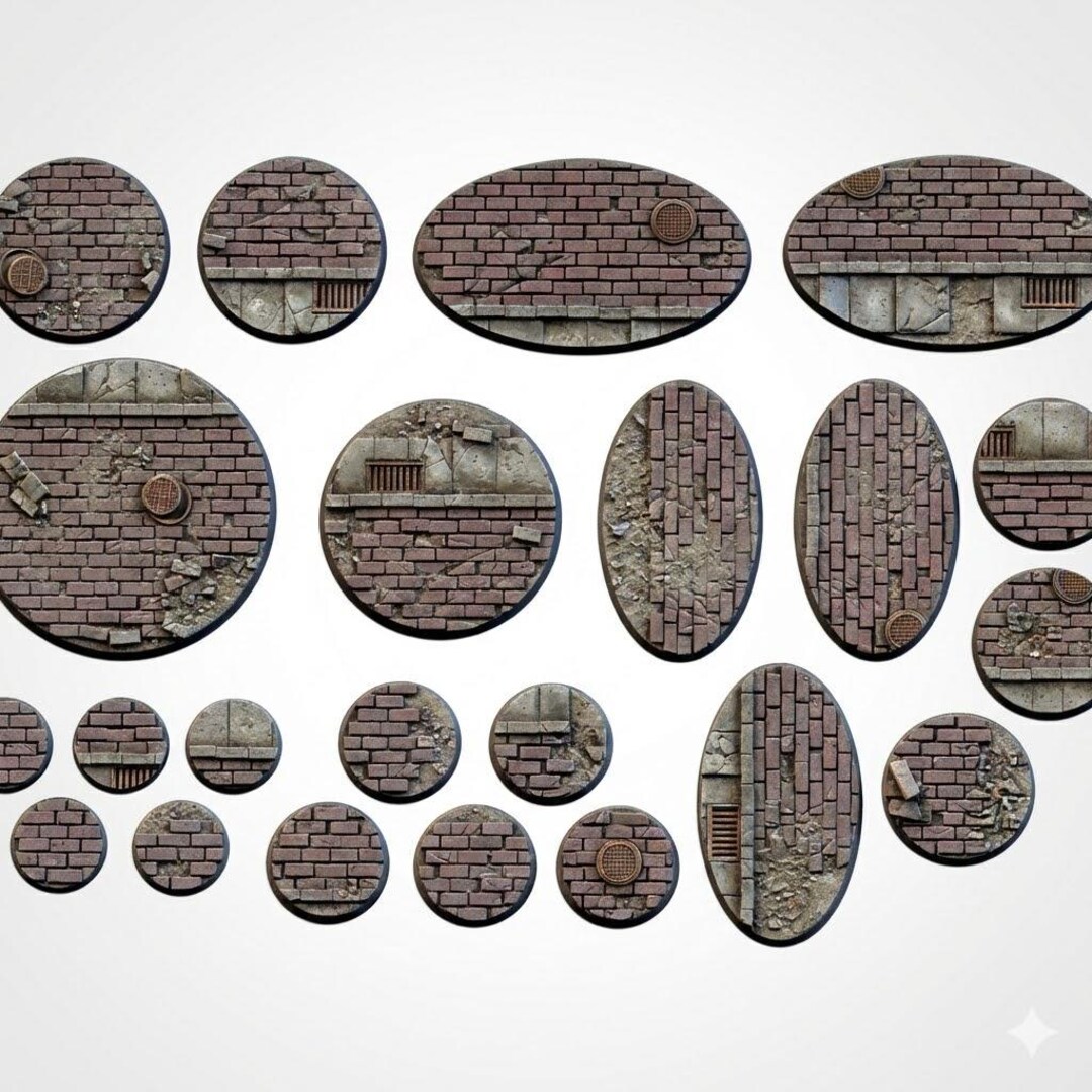 WW2 City Ruin Urban Pavement Road Style Resin Miniature / Figure Bases ...