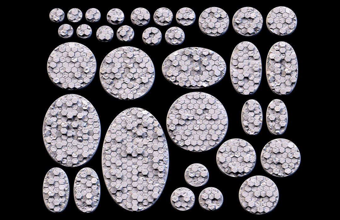 Basaltic Hex Ground Style Resin Miniature / Figure Bases / Toppers 25mm ...