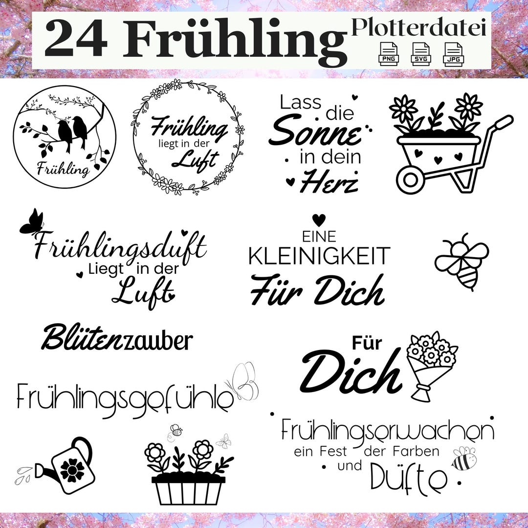 Plotter File Spring Flowers Birds 24 Designs | German Plotter File ...