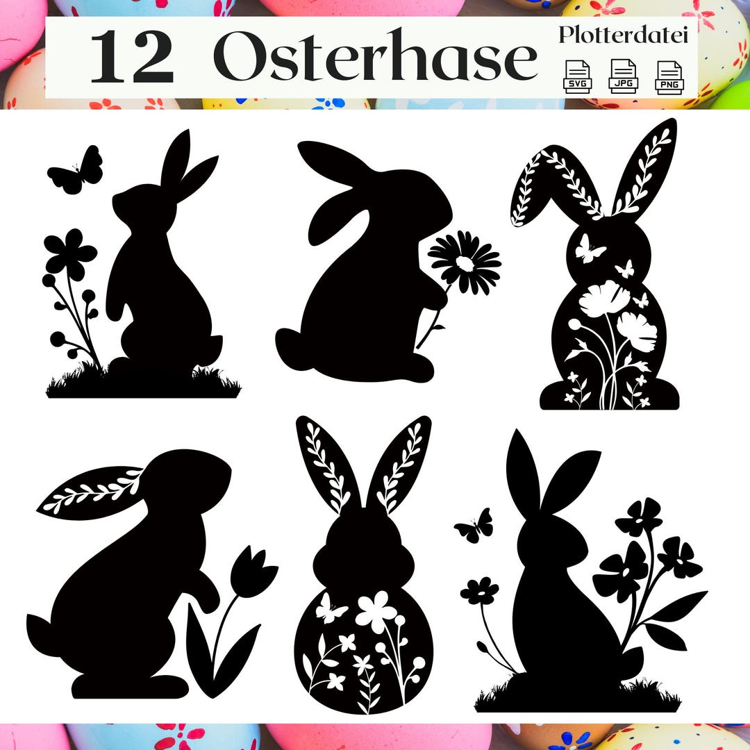 Plotterdatei Ostern SVG Deutsche Plotterdatei, Osterhase Blumen - Laser, Germany Frühling ...