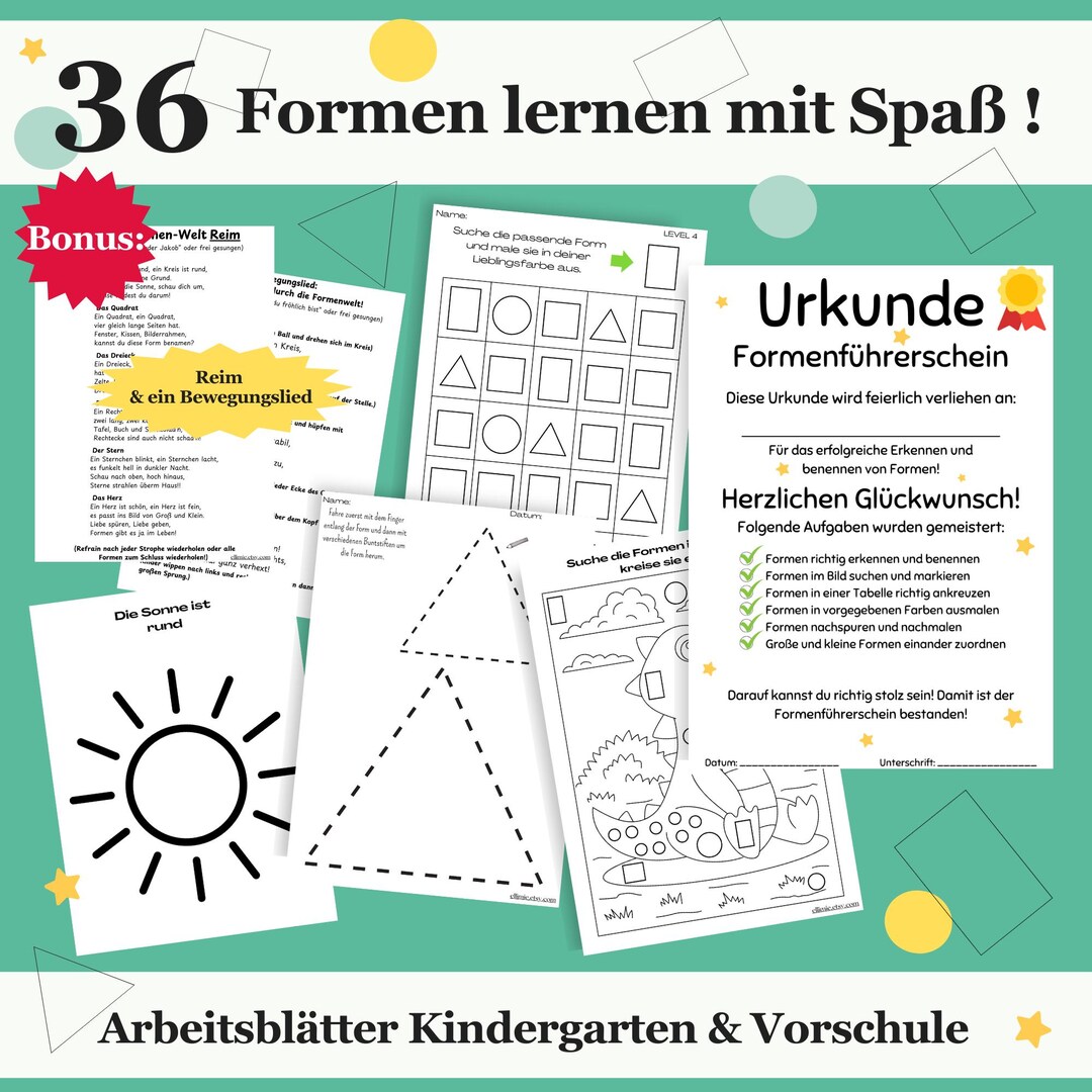 Shapes for Kindergarten, Preschool Exercises, Shape Practice, Daycare ...