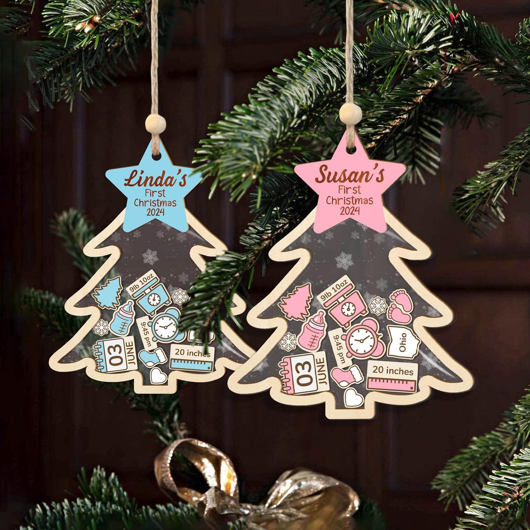 Custom 4D Christmas Tree Shape Ornament, Personalized Baby's First ...