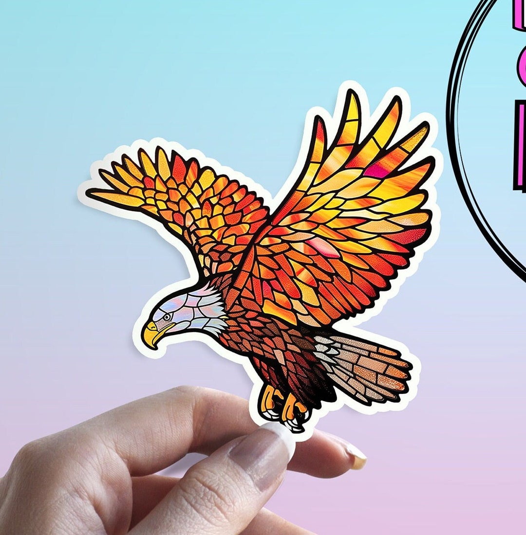 Golden Eagle Sticker: Stained Glass American Eagle Waterproof Sticker ...