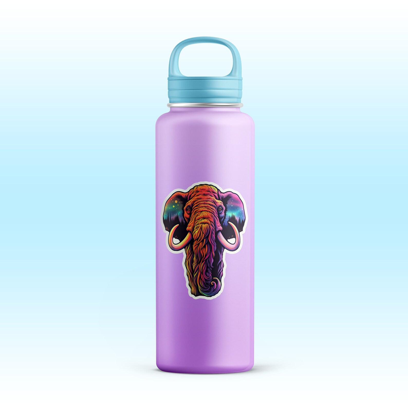 Woolly Mammoth Sticker: Psychedelic Ice Age Elephant Waterproof ...