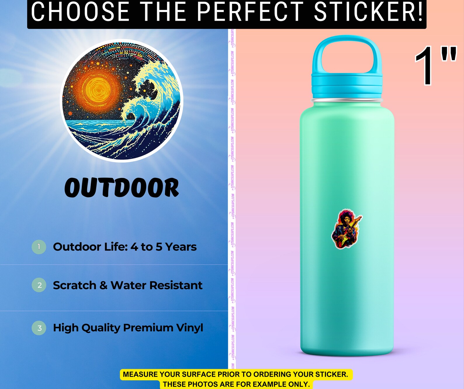 Crescent Moon Sticker: Trippy Night Sky Waterproof Surrealist Sticker ...