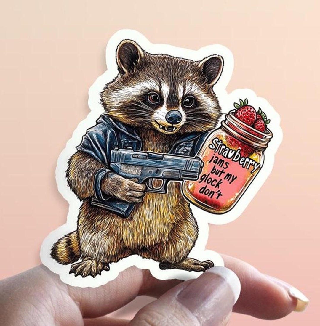 Strawberry Jams but My Glock Don't Racoon Funny Gen Z Waterproof ...