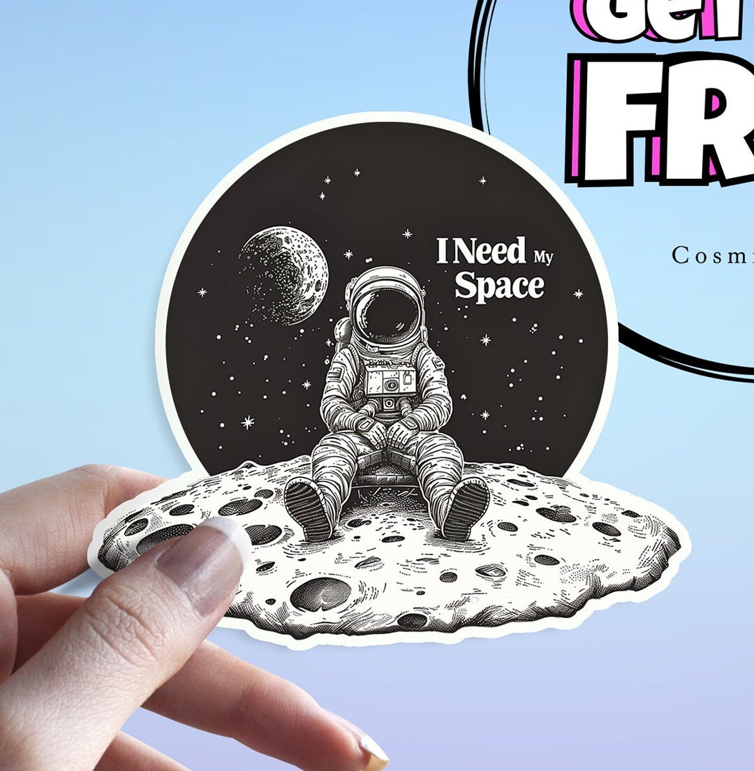 Space Sticker: Introvert Astronaut I Need My Space Waterproof Moon ...