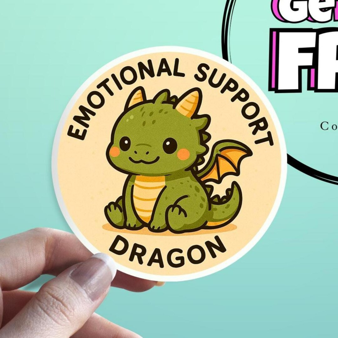 Dragon Sticker: Emotional Support Animal Waterproof Therapy Sticker ...
