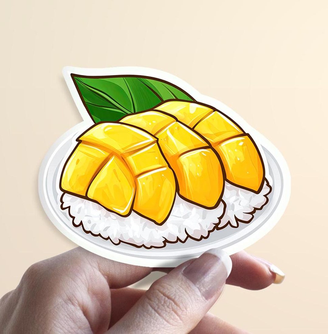 Mango Sticky Rice Sticker: Kawaii Thai Food Dessert Waterproof Asian ...