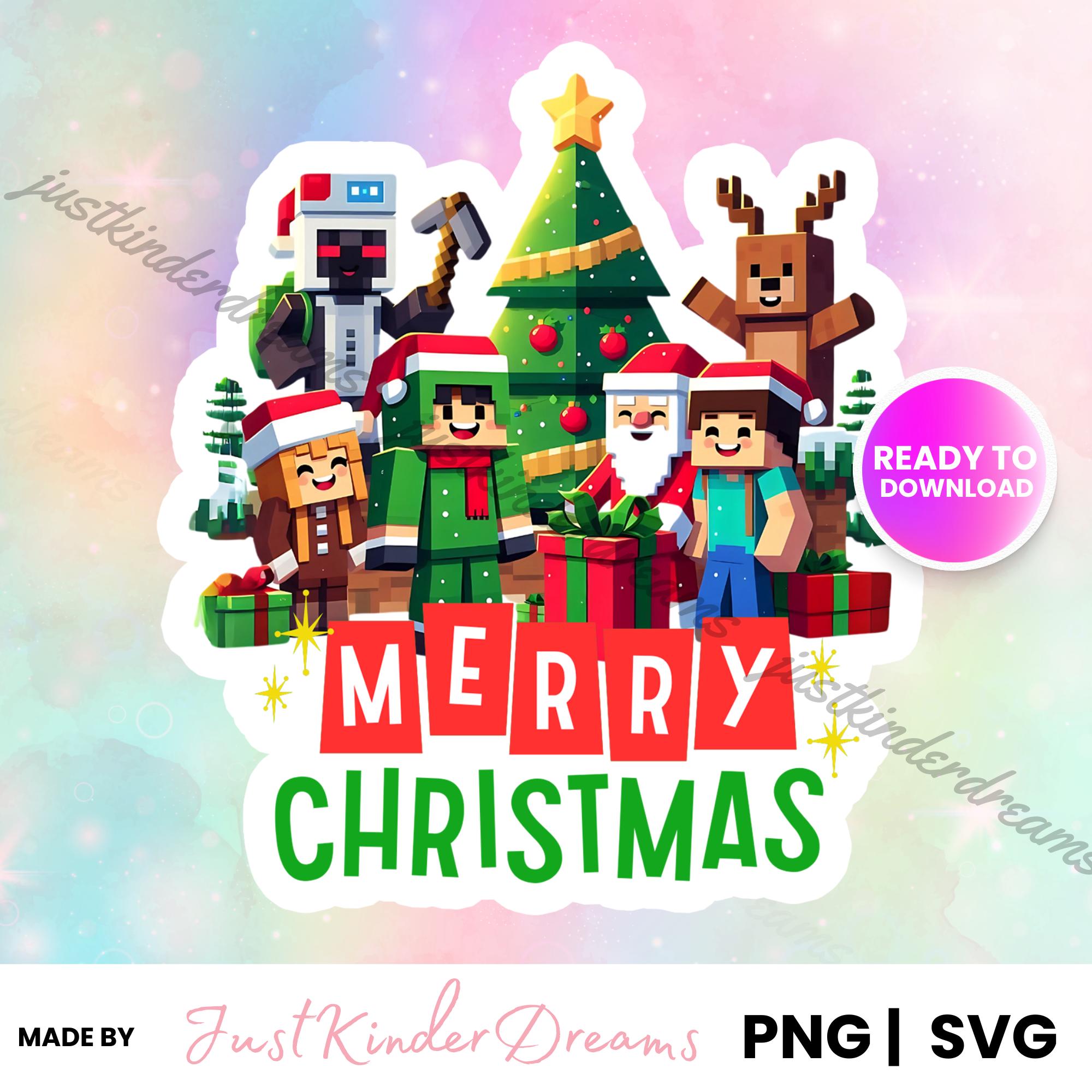 Minecraft Merry Christmas Characters Sticker, Minecraft Merry Christmas ...