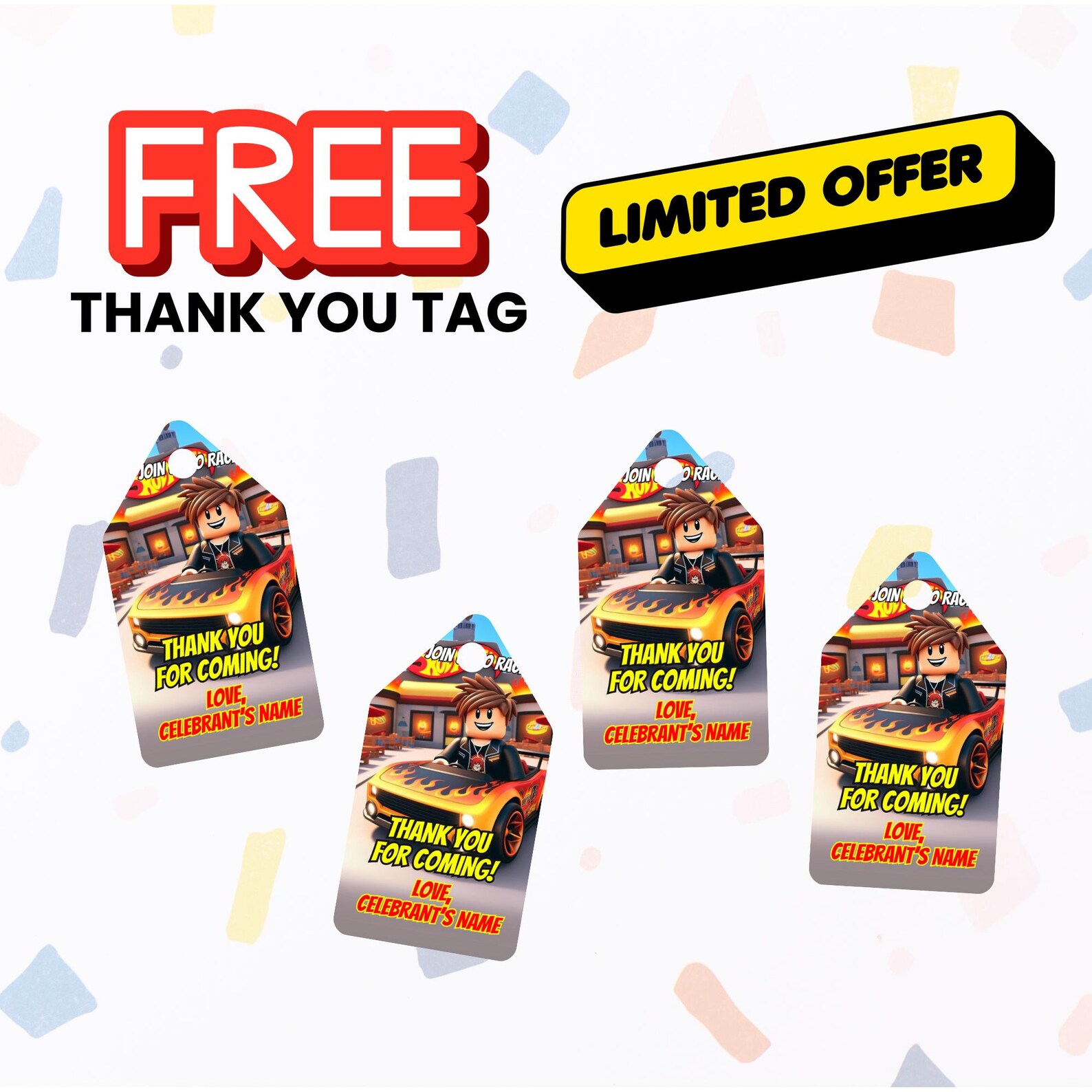 Roblox Car Hot Wheels Birthday Invitation, Roblox Car Birthday Party Invitation, Hot Wheels ...