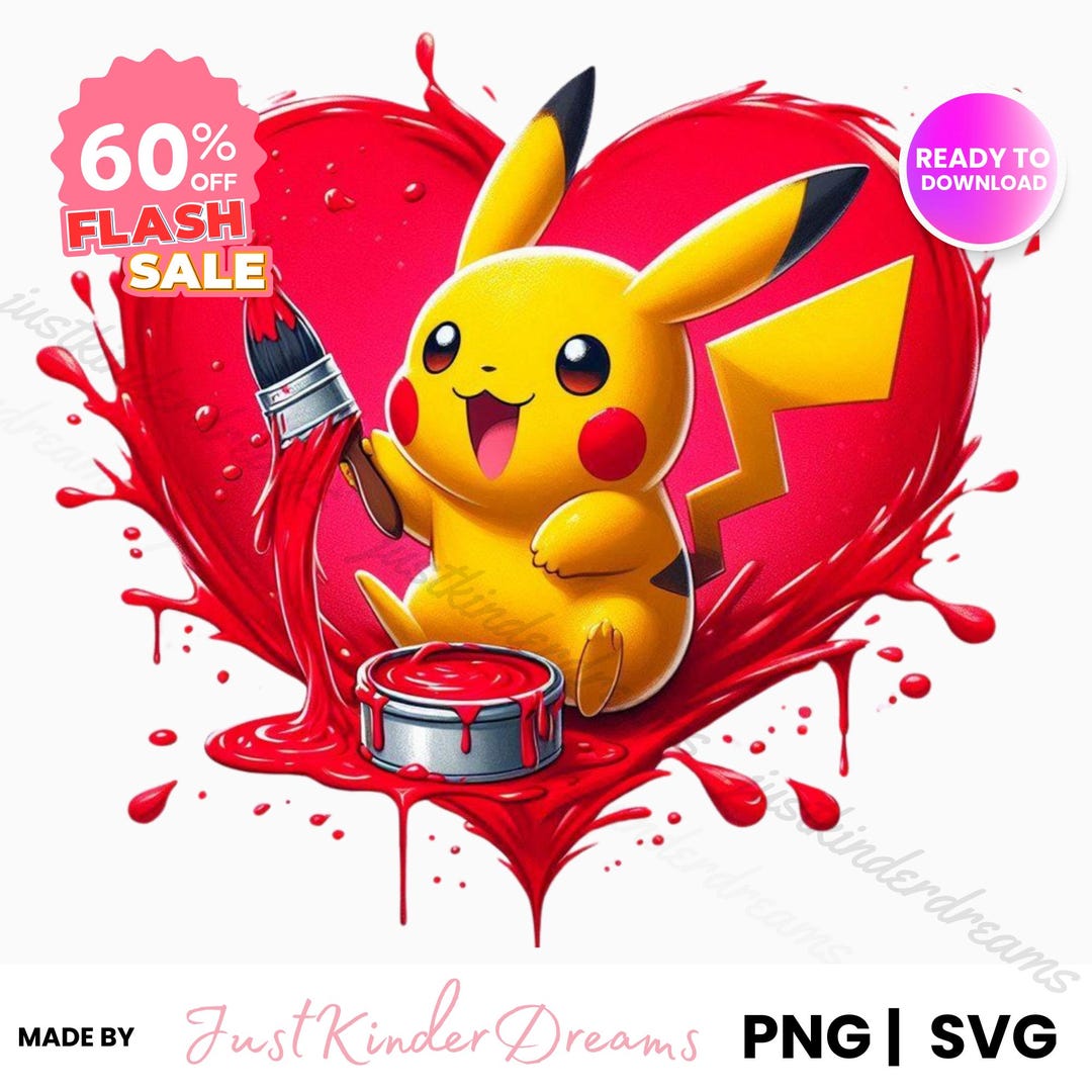 Pikachu Heart Png Svg, Pokemon Png Svg, Pikachu Png, Pikachu Svg ...