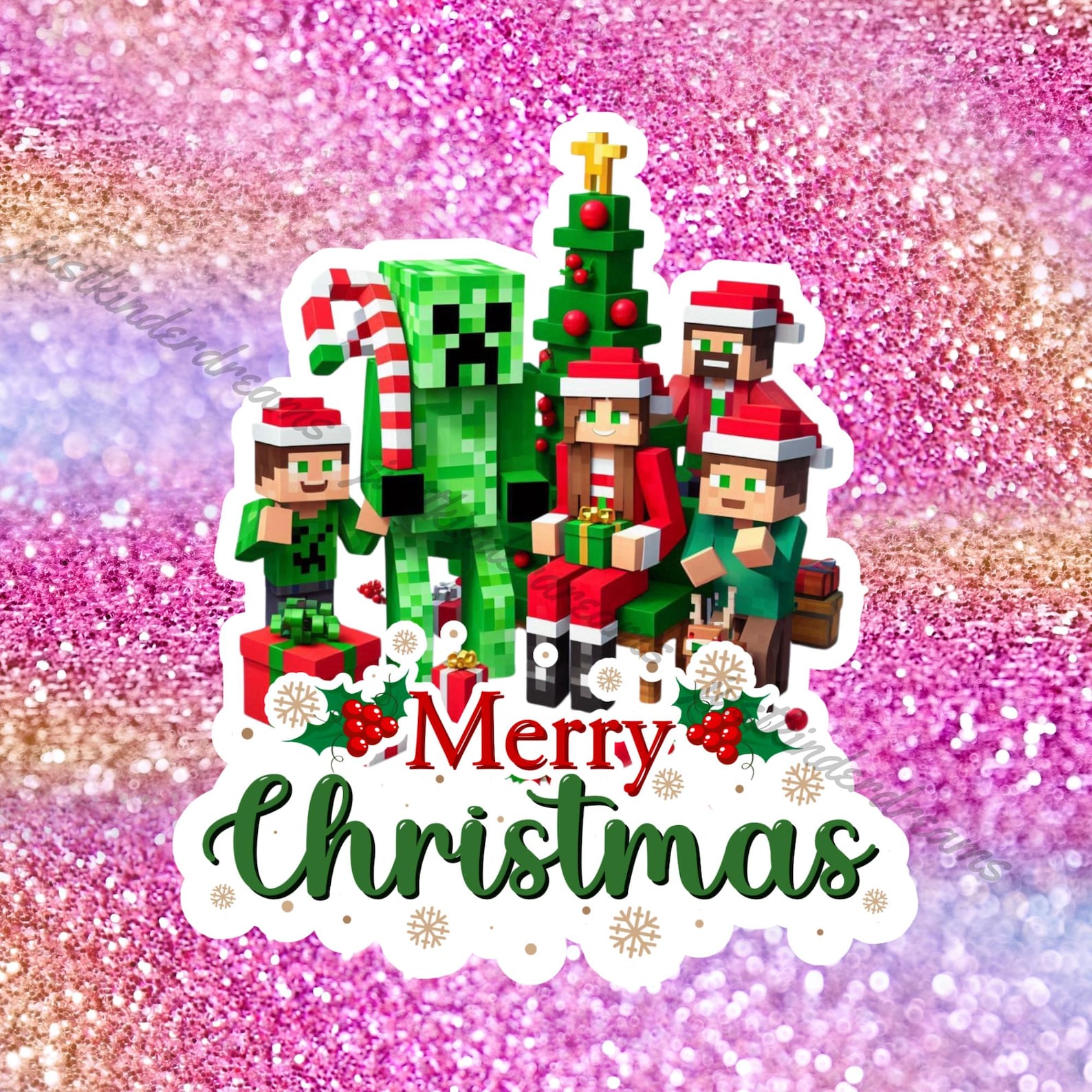 Minecraft Christmas Sticker, Minecraft Christmas Svg, Minecrafter ...
