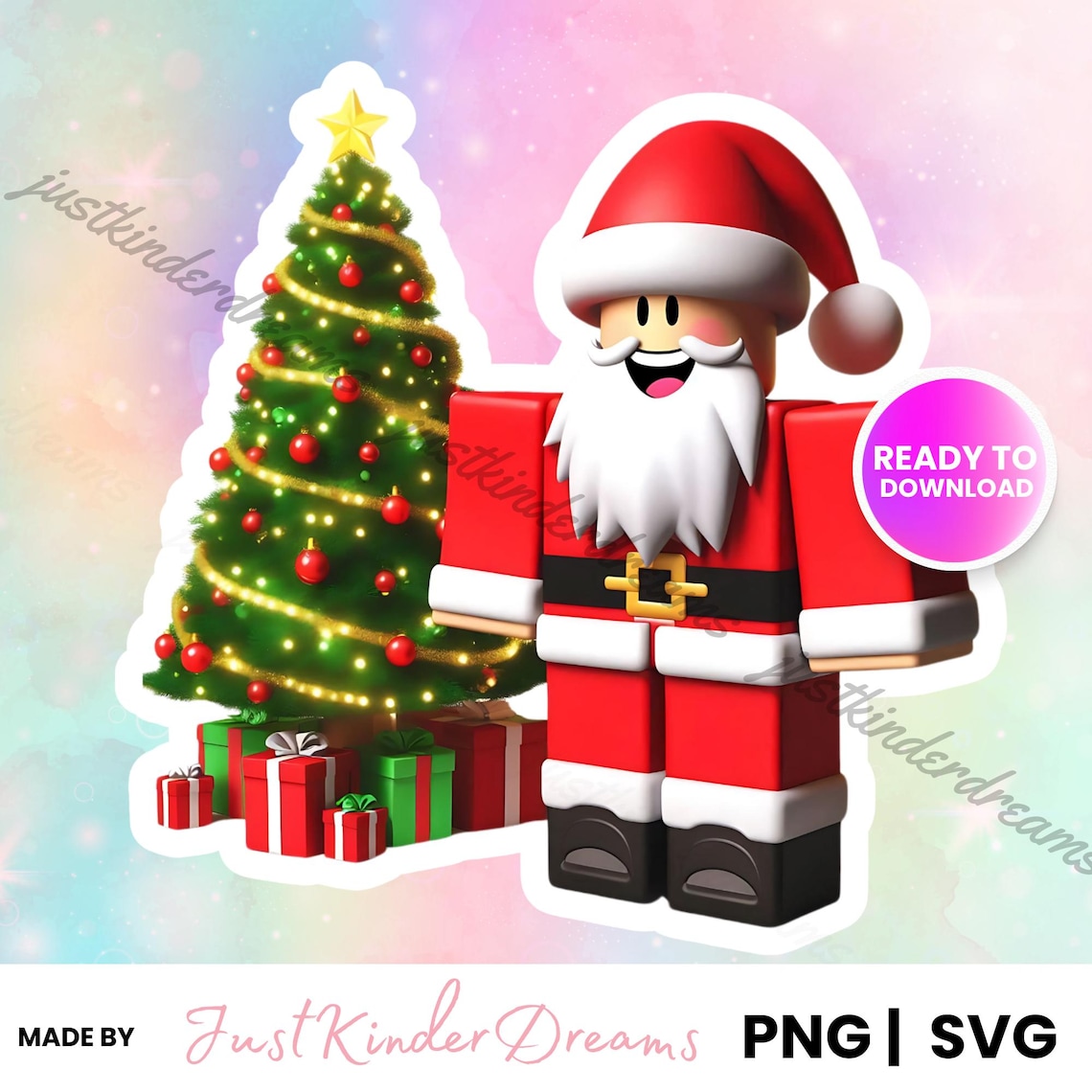 Roblox Christmas Tree Sticker, Holiday Christmas Roblox Digital Sticker ...