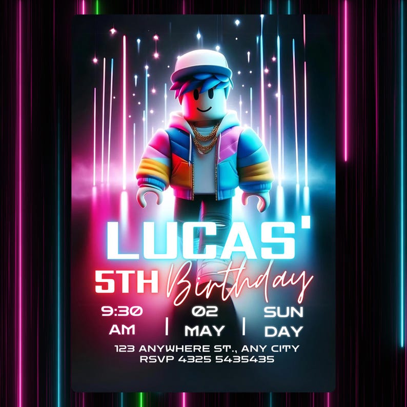 Roblox Punk Birthday Invitation, Editable Roblox Punk Party Invite,punk ...