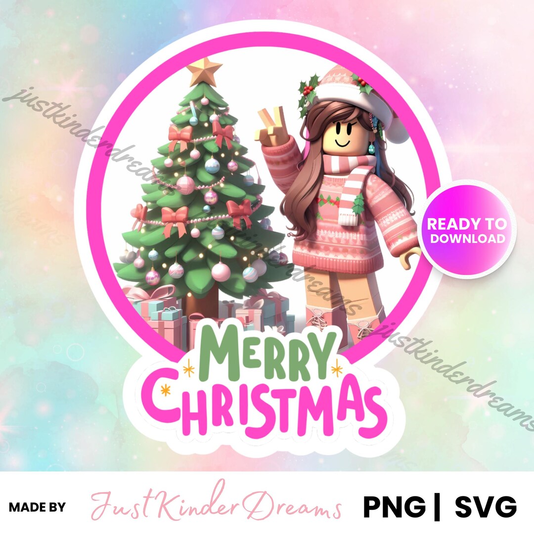 Roblox Girl Pink Christmas Stickers, Roblox Christmas Pink Girl Sticker ...
