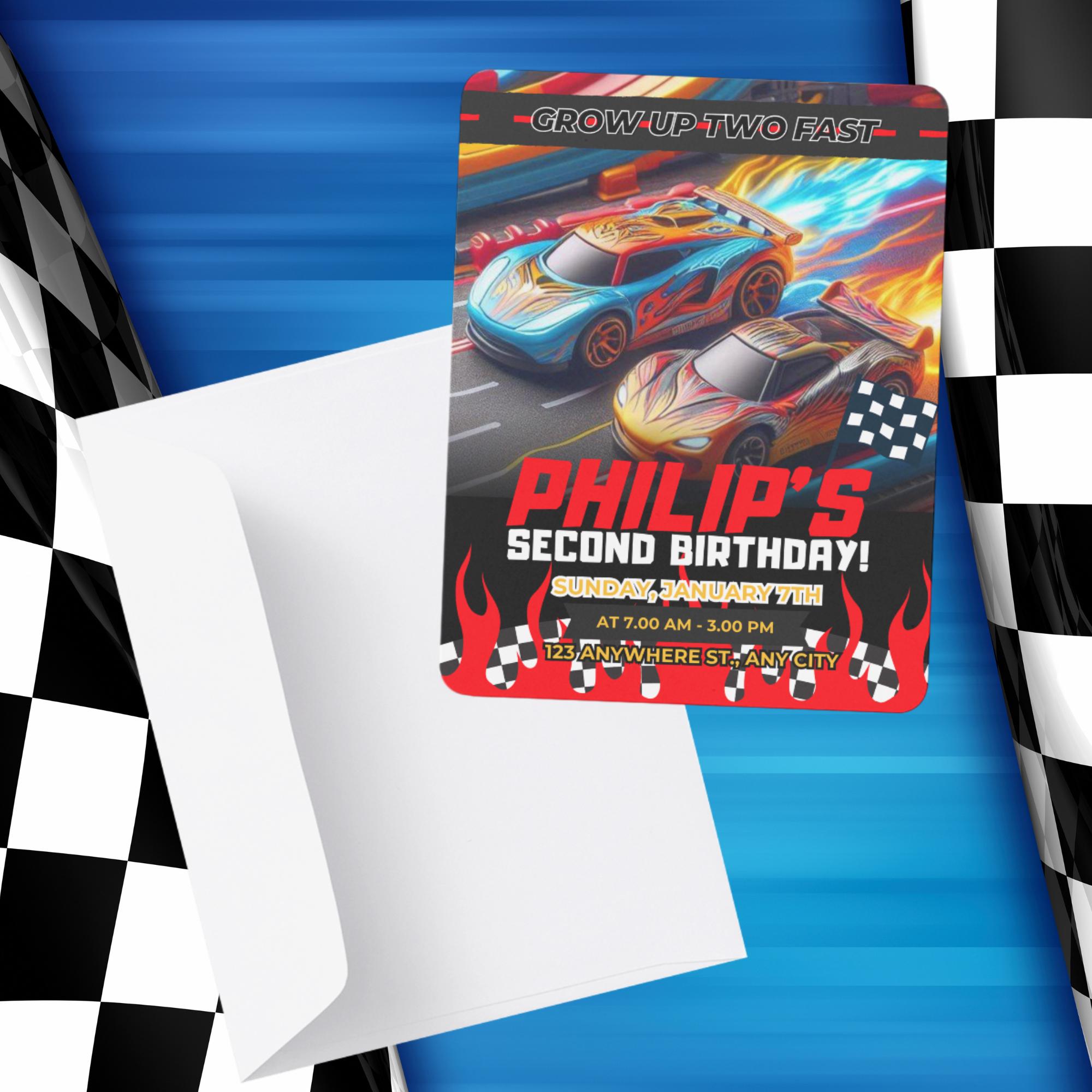 Hot Wheels Birthday Invitation, Car Birthday Party Invite, Race Car ...