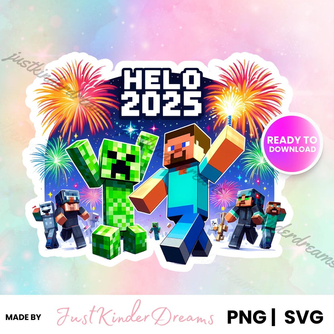 Minecrafter New Year 2025 Png, Steve Alex New Year PNG, Mine Clipart ...