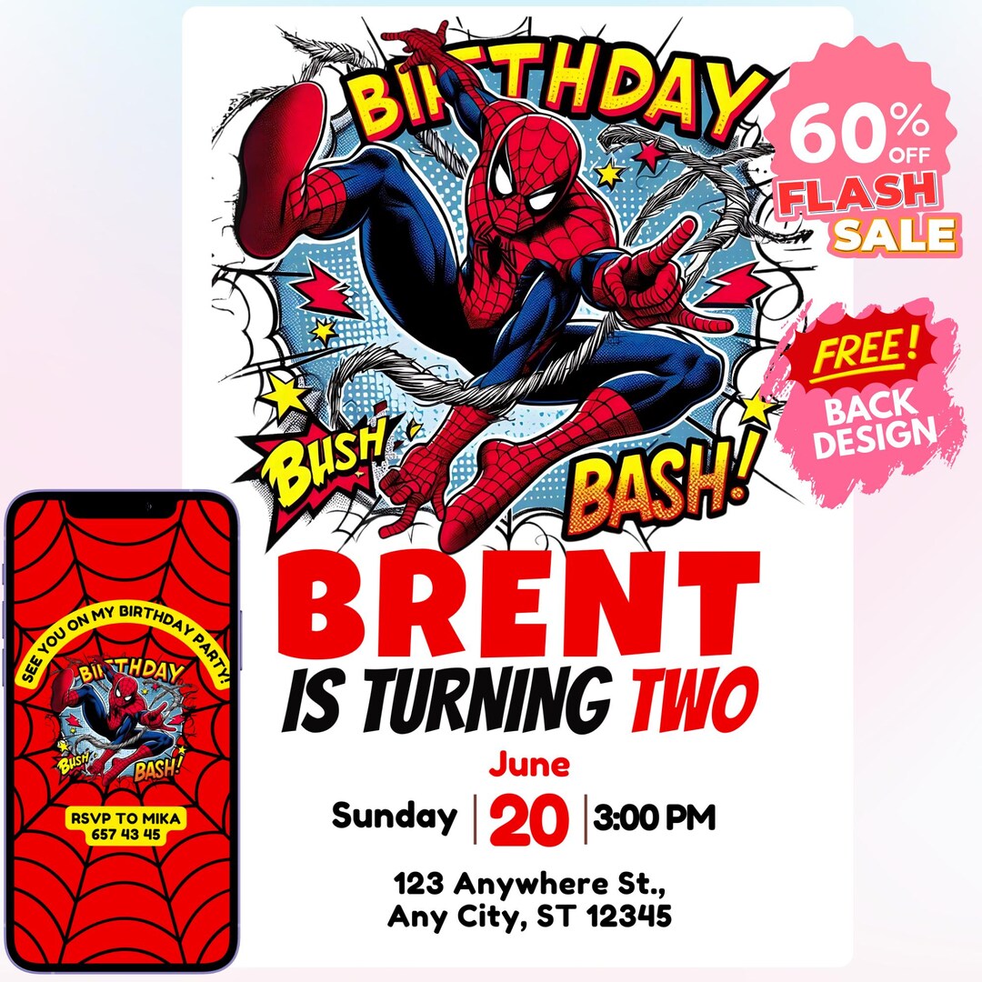 Spiderman Invitation Customize, Spiderman Editable Birthday Invitation ...