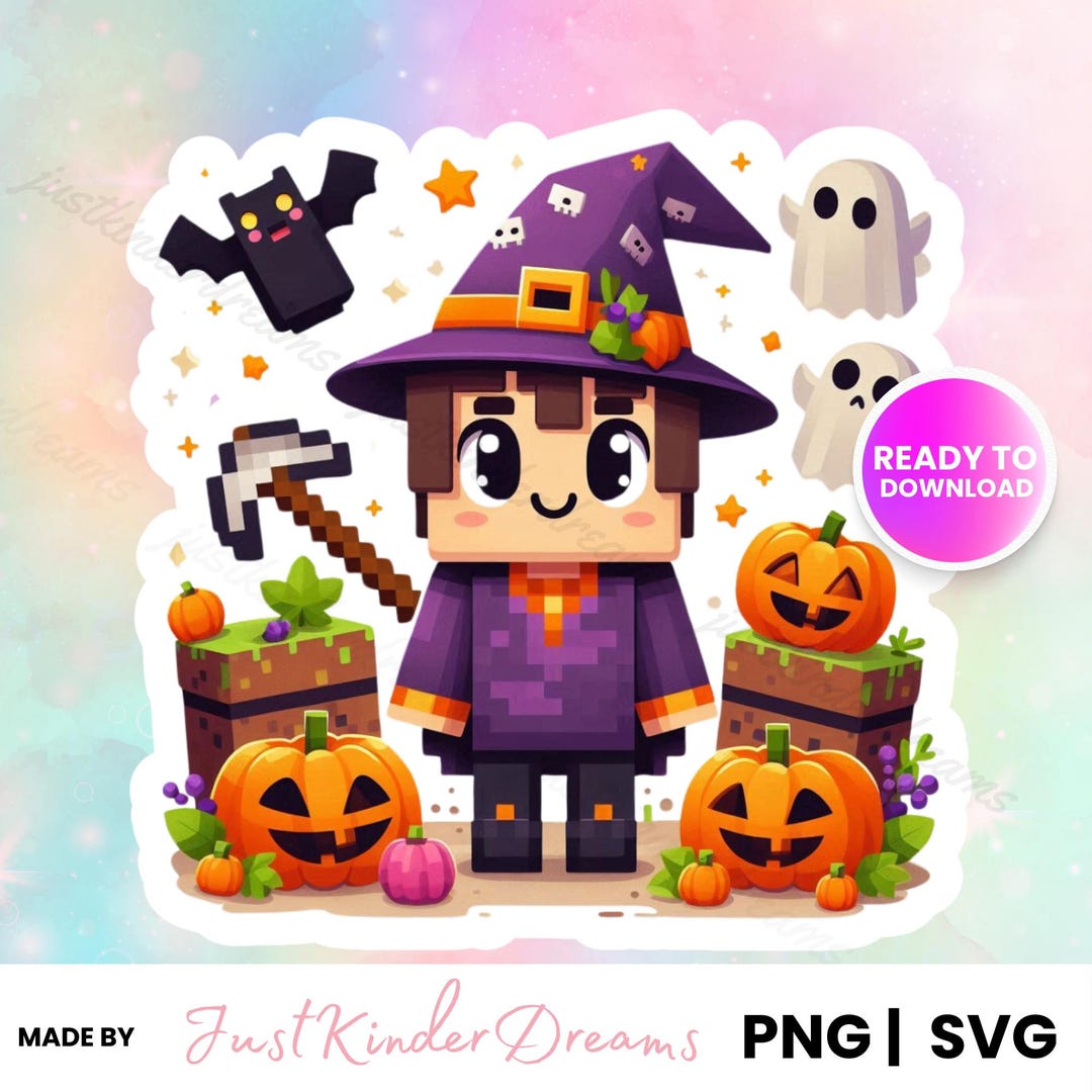 Spooky Minecraft Sticker,minecraft Halloween Sticker, Minecraft ...
