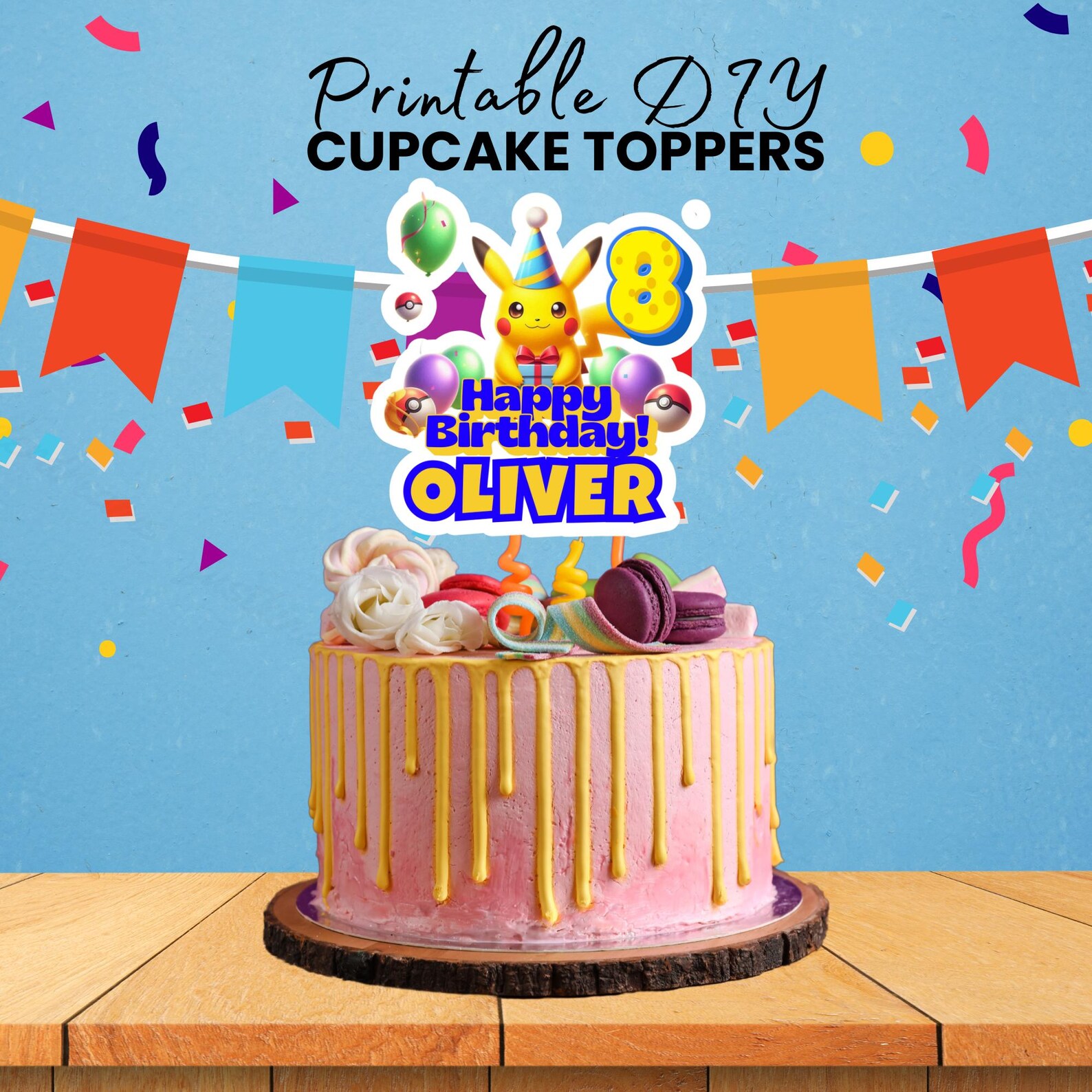 Pokemon Printable Cake Topper, Pokemon Cake Topper, Pikachu ...