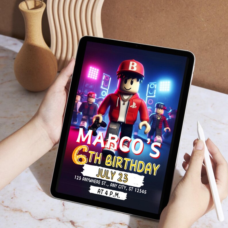 Roblox Play Invitation, Roblox Birthday Invitation, Editable Roblox ...